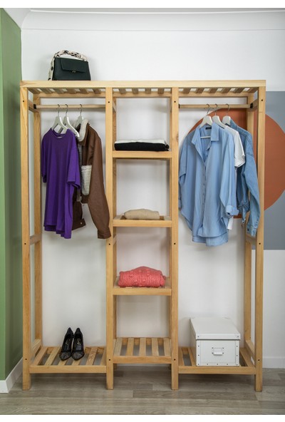 Indigo Doğal Ahşap Açık Gardırop 145x35 cm Indigo Doğal Ahşap Açık Gardırop 145x35 cm