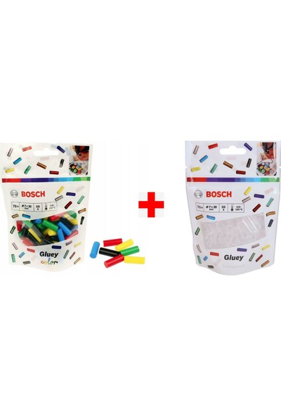 Bosch Gluey 70 Adet Şeffaf + 70 Adet Renkli Tutkal Silikon Çubuğu