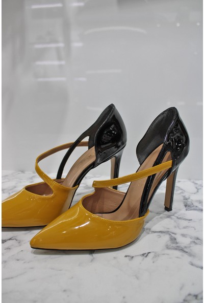 Night Sarı Topuklu Abiye Ayakkabı