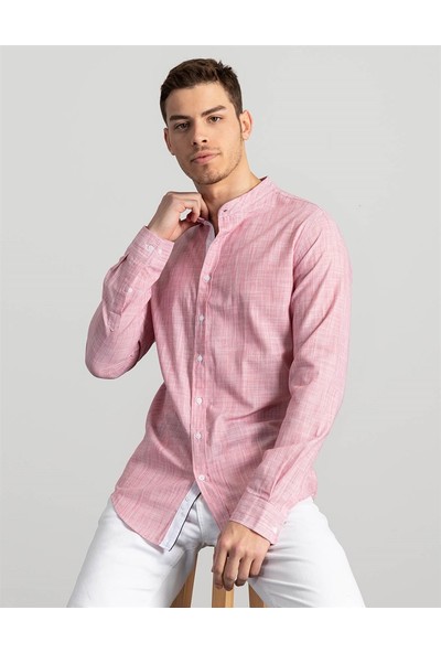 Tudors Slim Fit Hakim Yaka Keten Erkek Gömlek