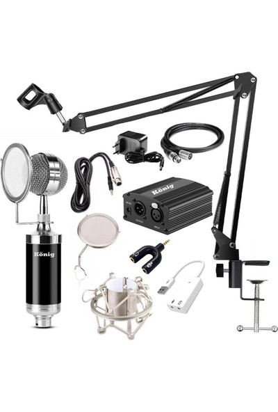 König König K-Cm 502 Condenser Mikrofon + Phantom Bilgisayar - Telefon Uyumlu Paket König König K-Cm 502 Condenser Mikrofon + Phantom Bilgisayar - Telefon Uyumlu Paket