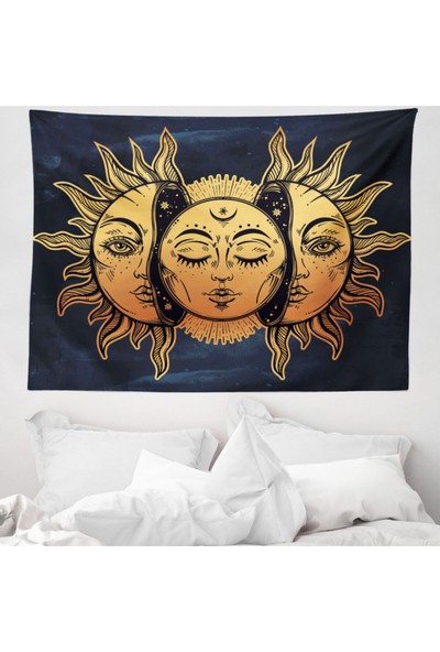 Hobimania Güneşin Yüzü Lacivert Duvar Örtüsü Tapestry 40 x 60 cm