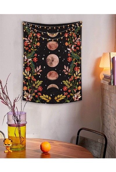 Hobimania Moons Renkli Duvar Örtüsü Ayın Evreleri 40 x 60 cm Duvar Dekorasyon Moda