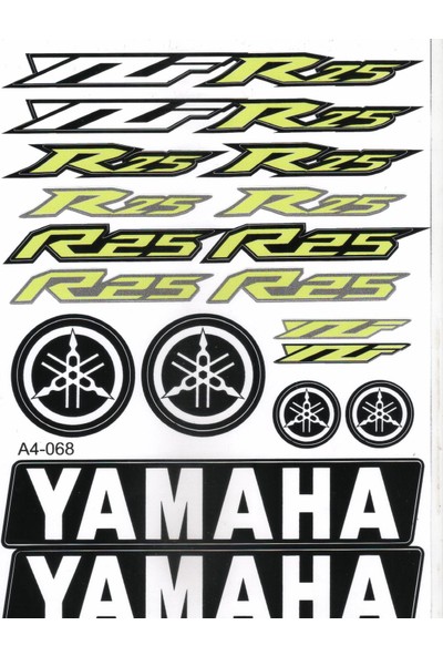 Alkan Yamaha R25 Sarı A4 Etiket Seti Alkan Yamaha R25 Sarı A4 Etiket Seti