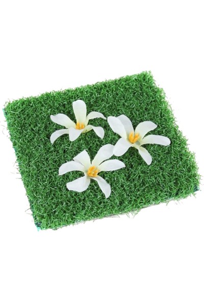 Hayveys Dekoratif Yapay Çiçek ve Çimli Gider Kapağı Süsü 12 x 12 cm