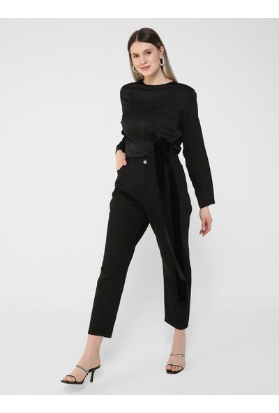 Büyük Beden Doğal Kumaşlı Mom Jean - Siyah - Alia Büyük Beden Doğal Kumaşlı Mom Jean - Siyah - Alia