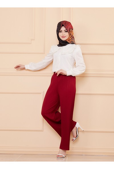 Piliseli Pantolon - Bordo - Tofisa