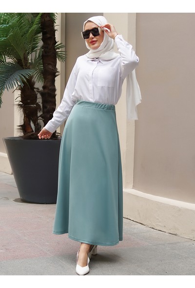 Beli Lastikli Etek - Çağla - Por La Cara Beli Lastikli Etek - Çağla - Por La Cara