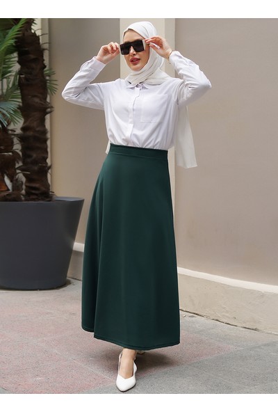 Beli Lastikli Etek - Zümrüt Yeşili - Por La Cara Beli Lastikli Etek - Zümrüt Yeşili - Por La Cara