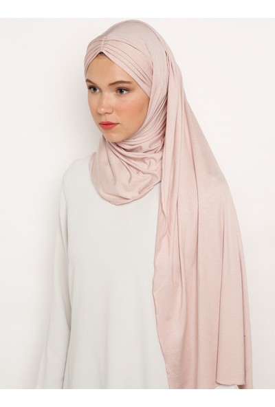 Pile Detaylı Hazır Türban - Pudra - Ecardin