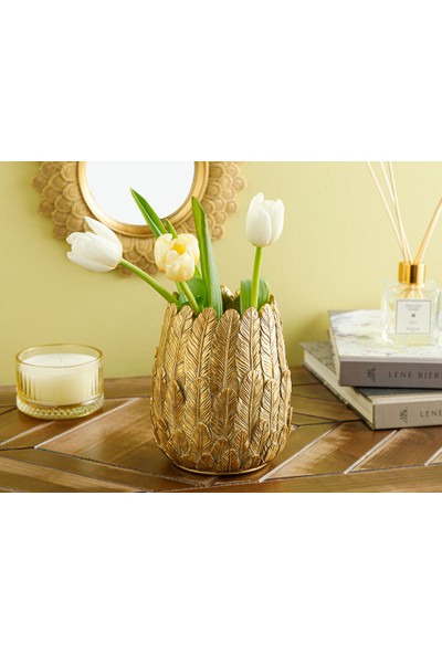 English Home Feathers Vazo 12.7X12.7X15.2CM Gold English Home Feathers Vazo 12.7X12.7X15.2CM Gold