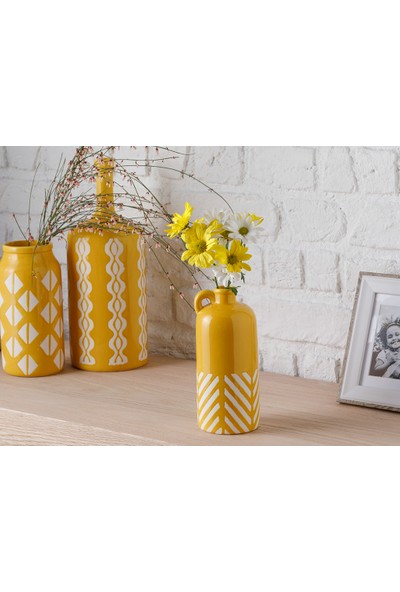 English Home Bottle Vazo 8.8X8.8X20.5 cm Sarı