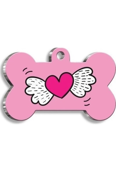 Pet Tag Art Uçan Kalp Pembe Kedi Köpek Künyesi Pet Tag Art Uçan Kalp Pembe Kedi Köpek Künyesi