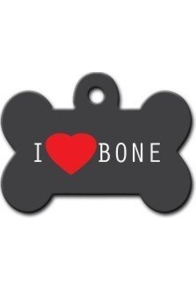 Pet Tag Art I Love Bone Kemik Köpek Künyesi