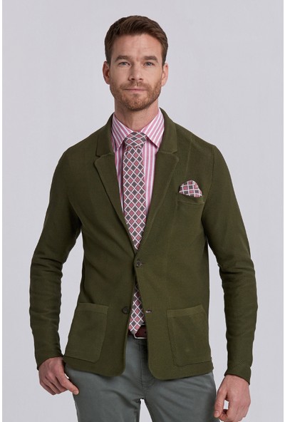 Hemington Italyan Pamuk Haki Triko Yazlık Ceket