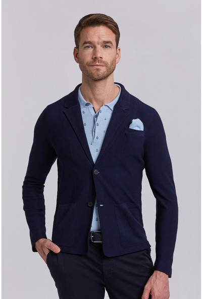 Hemington Italyan Pamuk Lacivert Triko Yazlık Ceket