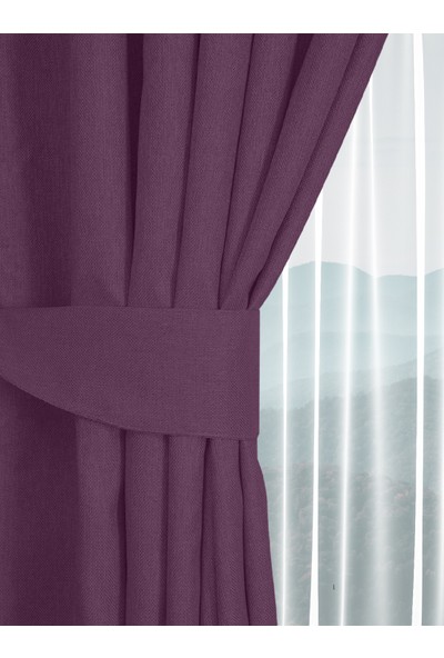 Cortibo Ada Fon Perde Koyu Gülkurusu Tek Kanat (Pilesiz)