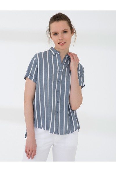 Pierre Cardin Kadın Lacivert Dokuma Gömlek 50204417-VR033 Pierre Cardin Kadın Lacivert Dokuma Gömlek 50204417-VR033