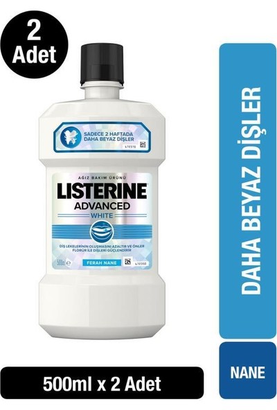 Listerine Advance White Hafif Tat Alkolsüz Ağız Bakım Suyu 500 ml x 2 Listerine Advance White Hafif Tat Alkolsüz Ağız Bakım Suyu 500 ml x 2