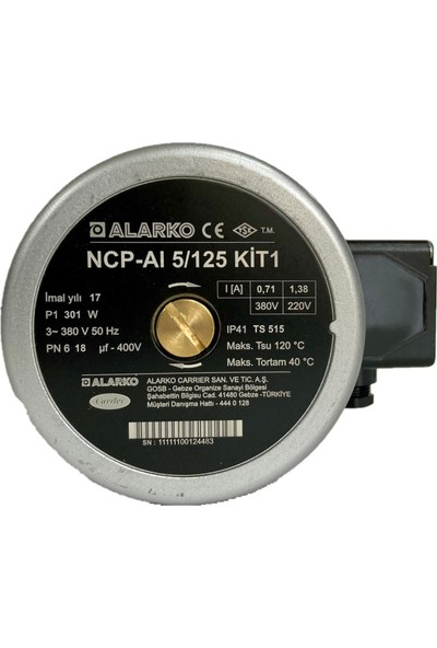 Alarko Ncp-Al 6/125 Alarko Sirkülasyon Pompası DN65 - 34 cm