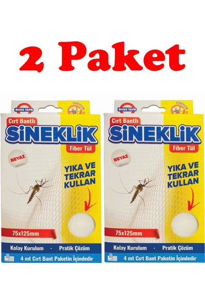 Boss Tape 2'li Pencere Cam Sineklik 75 x 125 mm Cırt Bantlı Boss Tape 2'li Pencere Cam Sineklik 75 x 125 mm Cırt Bantlı