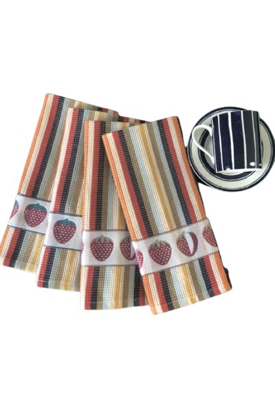 Dost 4'lü Çilek Mutfak Havlusu Seti Dost 4'lü Çilek Mutfak Havlusu Seti