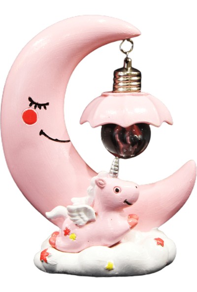 Ay Tasarımlı Unicorn Masa Gece Lambası Unicorn Işıklı Biblo Pembe Ay Tasarımlı Unicorn Masa Gece Lambası Unicorn Işıklı Biblo Pembe