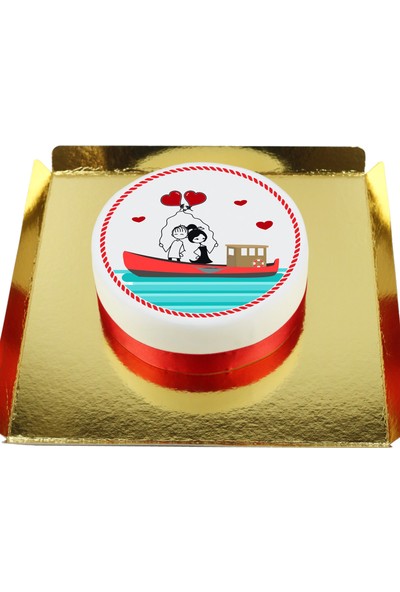 Nuga Aşka Yolculuk Tasarım Pasta (10 Dilim Parça Çikolatalı)