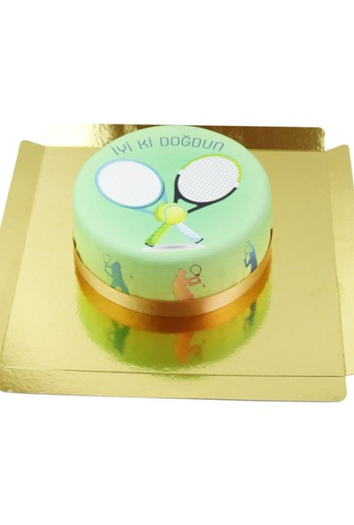 Nuga Tenis Kortu Tasarım Pasta (10 Dilim Parça Çikolatalı)