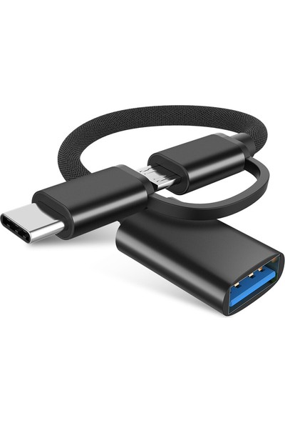Microcase 2in1 Type C To Micro USB 3.0 Otg Adaptör - Siyah AL2598 Microcase 2in1 Type C To Micro USB 3.0 Otg Adaptör - Siyah AL2598