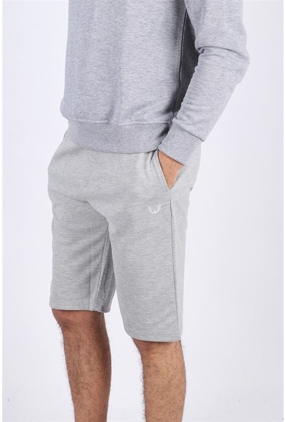 Rich Erkek Cepli Gri Melanj Bermuda Şort