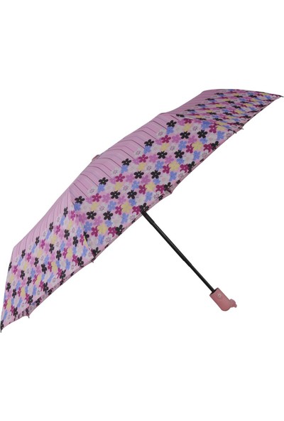 Tam Otomatik Şemsiye Çiçek Desenli Pembe 6638