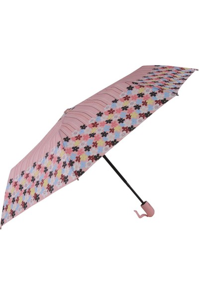 Tam Otomatik Şemsiye Çiçek Desenli Pudra 6638
