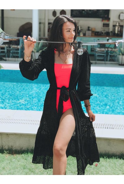 Serbella Leopar Desenli Transparan Sabahlık-Pareo