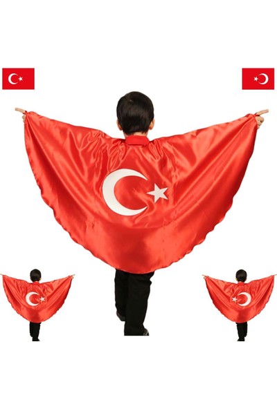 Ay Yıldız Çocuk Pelerini - 23 Nisan Ay Yıldızlı Unisex Çocuk Pelerini