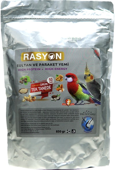Rasyon Sultan Papağan Omegalı Granür Yemi -850 gr