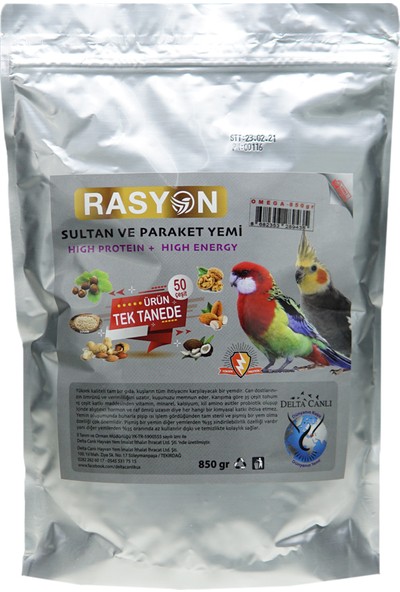 Rasyon Sultan Omega Papağan Toz Yemi - 850 gr
