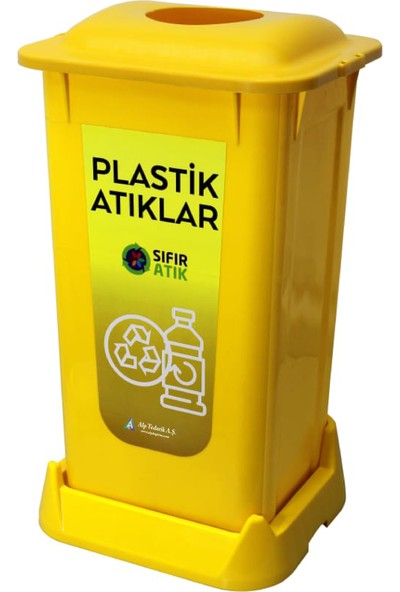 Aform Geri Dönüşüm Sıfır Atık Çöp Kutusu 70 Lt Sarı Plastik Atık