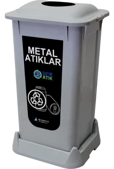 Aform Geri Dönüşüm Sıfır Atık Çöp Kutusu 70 Lt Gri Metal Atık