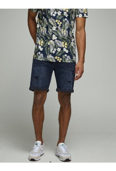 Jack & Jones Jack Jones Erkek Lacivert Renk Yırtık Detaylı Kot Şort 12171213 Jack & Jones Jack Jones Erkek Lacivert Renk Yırtık Detaylı Kot Şort 12171213