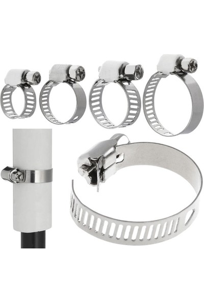 Zembil Ayarlı Hortum Boru Metal Sıkma Kelepçesi 9mm 8X12 (2 Adet)