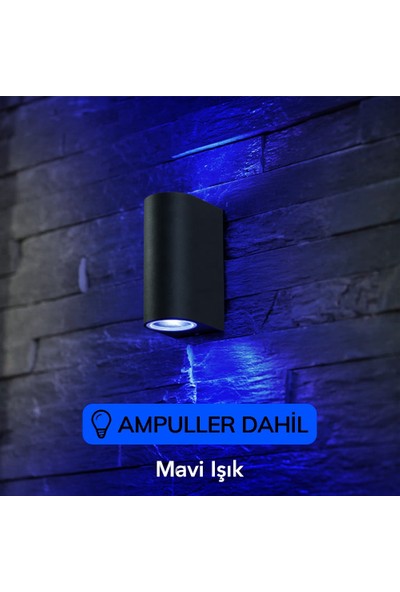 Full Reyon Dekoratif Çift Yönlü Siyah Aplik - Mavi Işık - Ampuller Dahil Full Reyon Dekoratif Çift Yönlü Siyah Aplik - Mavi Işık - Ampuller Dahil