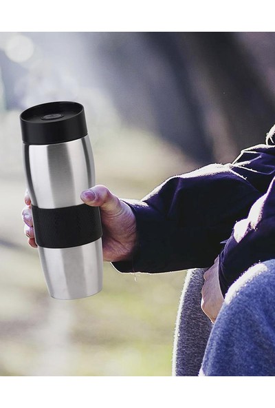 Hayveys Düğmeli Çift Katlı Çelik Kahve Kupası Mug Termos