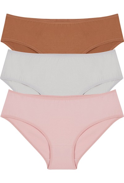 Penti Kaymak - Pembe - Gri Melanj Cover Slip Külot 3'lü Paket Penti Kaymak - Pembe - Gri Melanj Cover Slip Külot 3'lü Paket