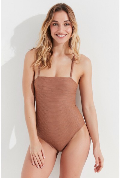 Penti Açık Kahverengi Jade Straplez Mayo