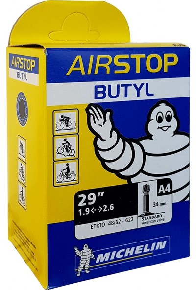 Michelin Airstop 29x1.9-2.6 34mm AV (Kalın Valf) İç Lastik Michelin Airstop 29x1.9-2.6 34mm AV (Kalın Valf) İç Lastik