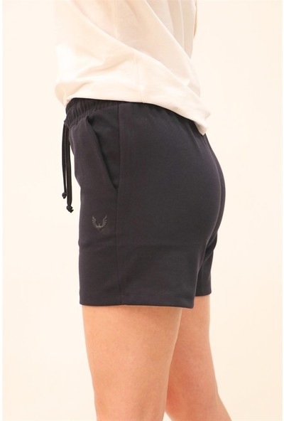 Rich Kadın Cepli Lacivert Örme Şort