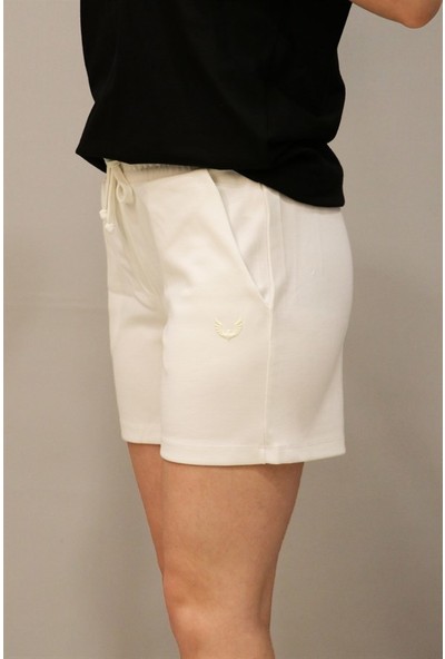 Rich Kadın Cepli Ekru Örme Şort