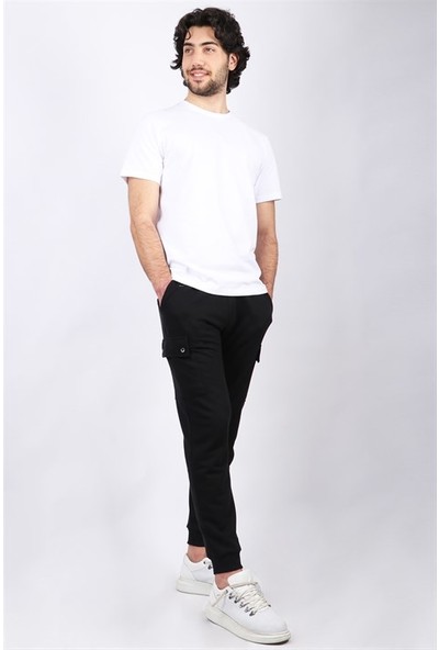 Rıch Erkek Kargo Cepli Siyah Eşofman Altı