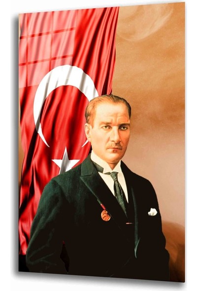 idealizbiz Atatürk Cam Tablo 4 mm Dayanıklı Temperli Cam